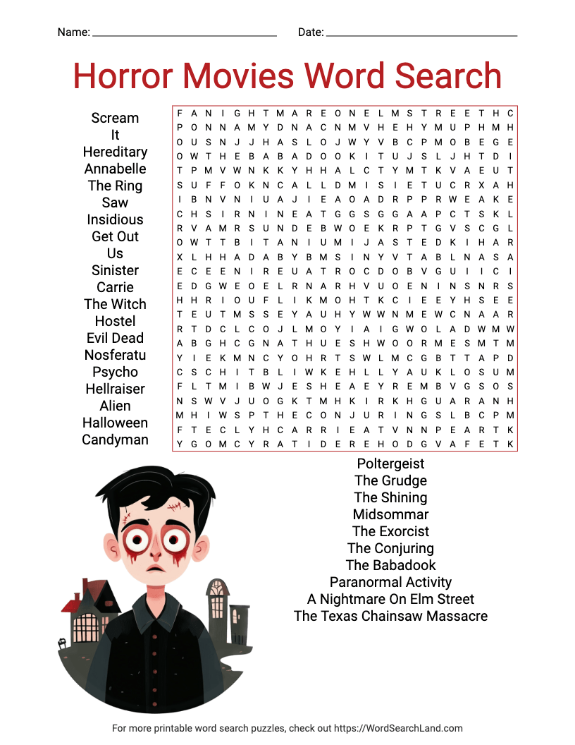 Printable Horror Movies Word Search PDF PNG Word Search Land Printable Horror Movies Word Search PDF PNG Word Search Land
