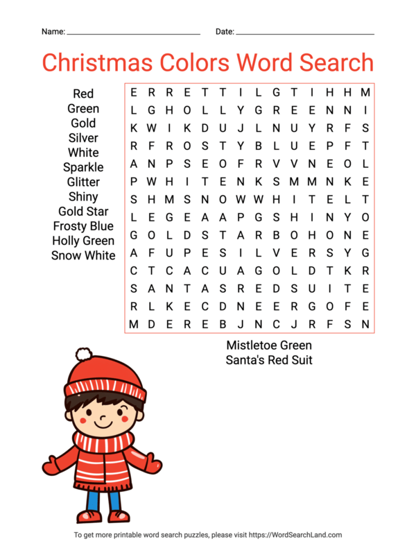 Printable Christmas Word Search Puzzles (PDF & PNG) - Word Search Land