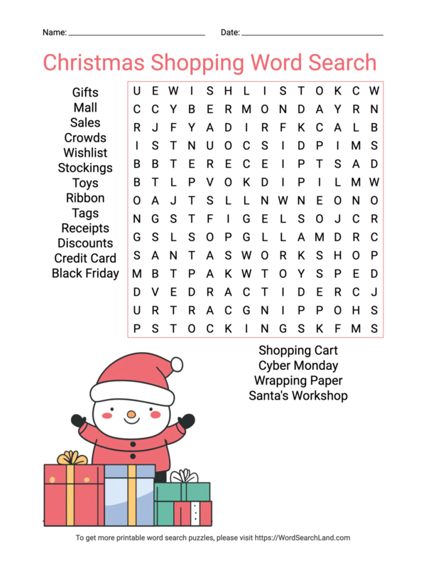 Printable Christmas Word Search Puzzles (PDF & PNG) - Word Search Land