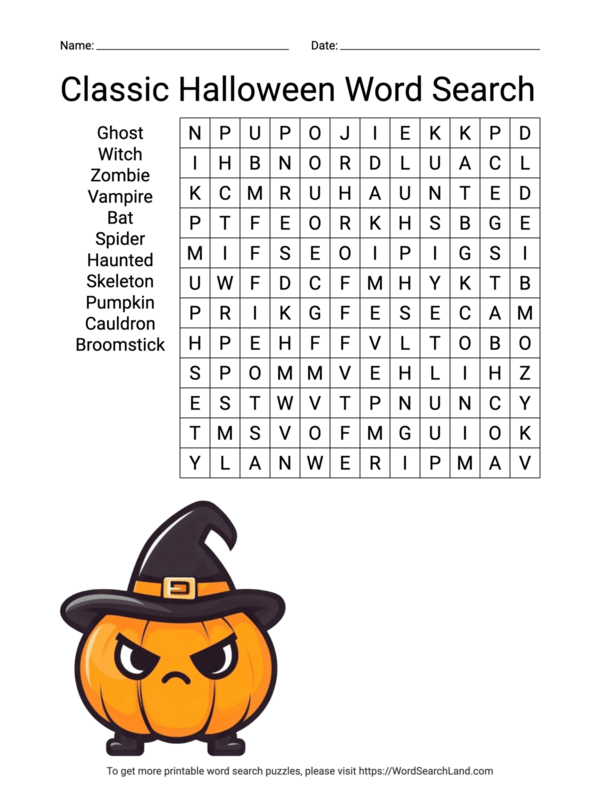 Printable Autumn Word Search Puzzles (PDF & PNG) - Word Search Land