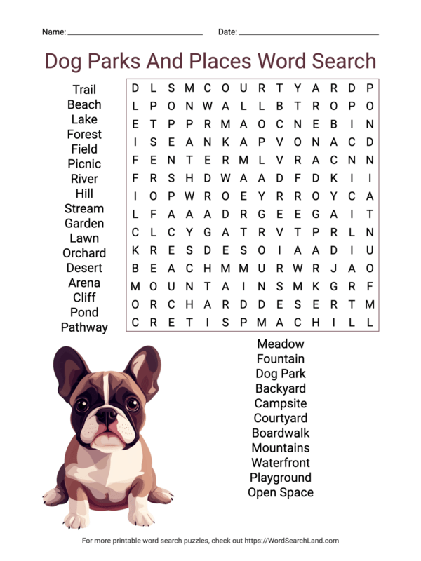 Printable Dog Word Search Puzzles (PDF & PNG) - Word Search Land