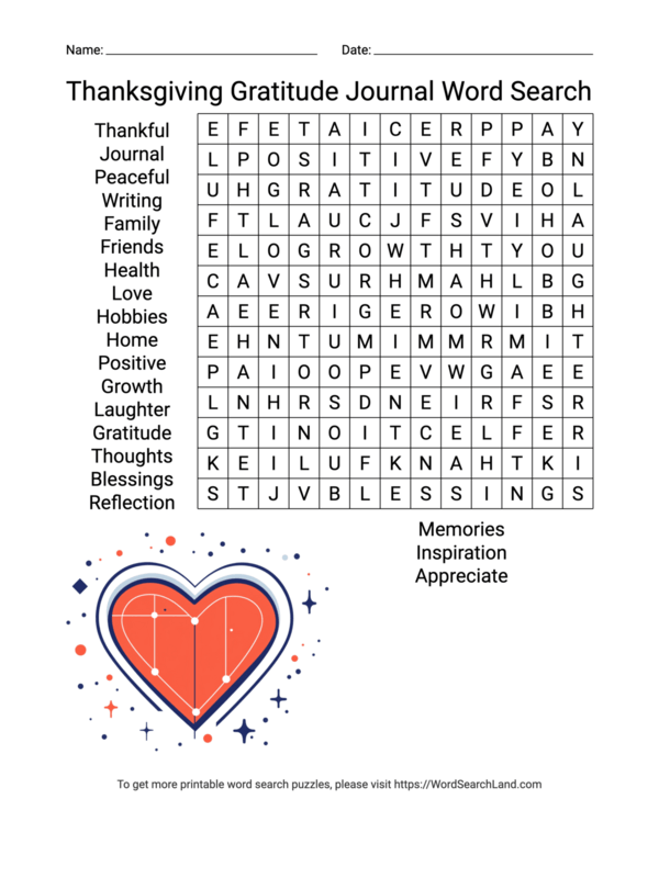 Printable Thanksgiving Word Search Puzzles (PDF & PNG) - Word Search Land