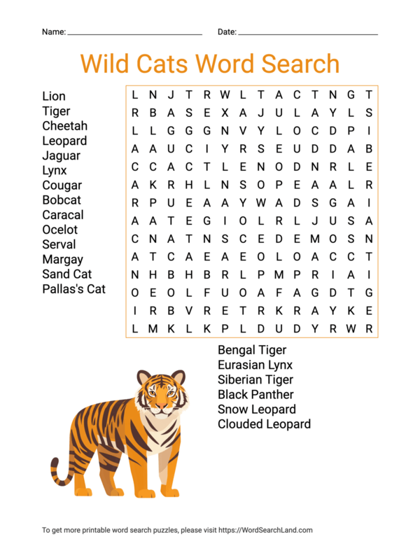 Printable Animal Word Search Puzzles (PDF & PNG) - Word Search Land