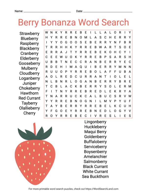 Printable Fruit Word Search Puzzles (PDF & PNG) - Word Search Land