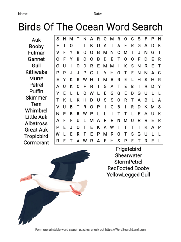 Printable Bird word Search Puzzles (PDF & PNG) - Word Search Land