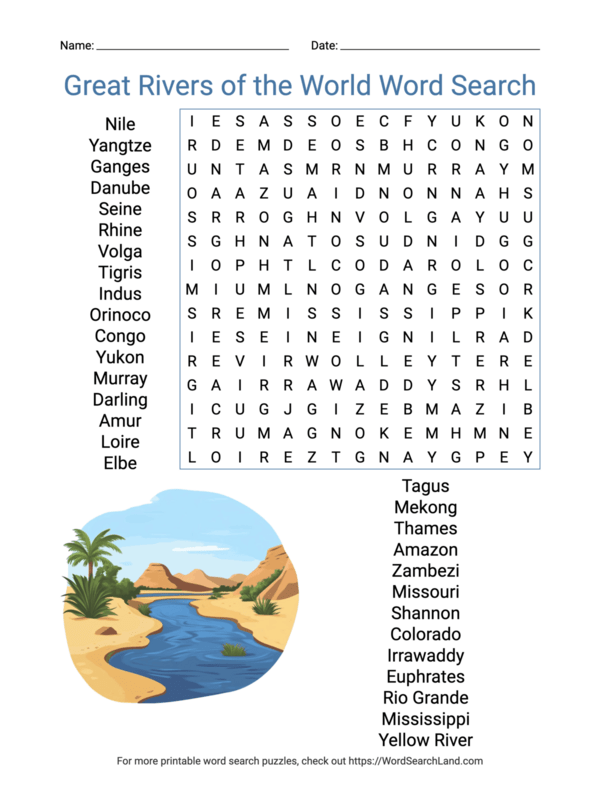 Printable Famous Landmarks Word Search Puzzles (PDF & PNG) - Word ...