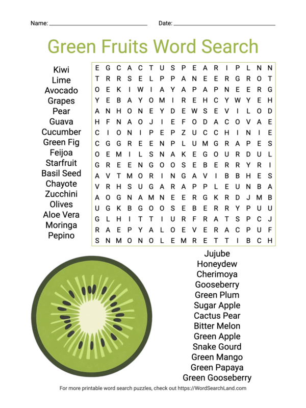 Printable Fruit Word Search Puzzles (PDF & PNG) - Word Search Land