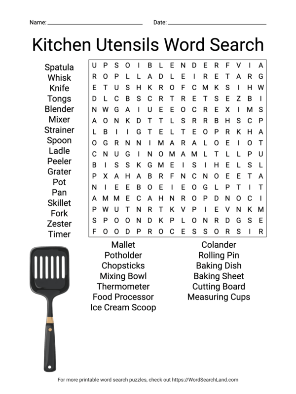 Printable Food Word Search Puzzles (PDF & PNG) - Word Search Land