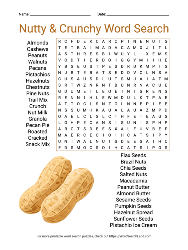 Printable Food Word Search Puzzles (PDF & PNG) - Word Search Land
