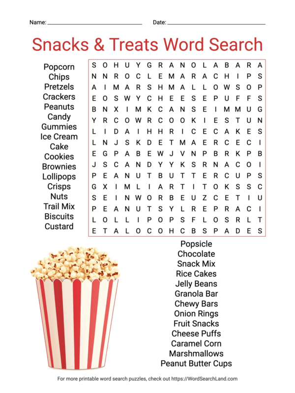Printable Food Word Search Puzzles (PDF & PNG) - Word Search Land