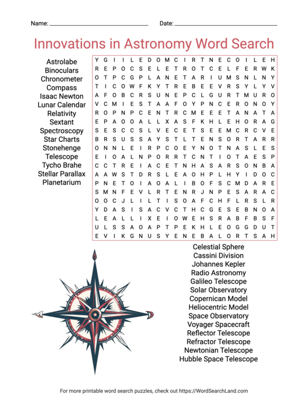 Printable Space and Astronomy Word Search Puzzles (PDF & PNG) - Word ...
