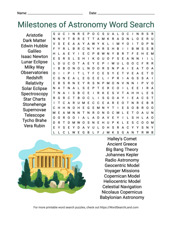 Printable Space and Astronomy Word Search Puzzles (PDF & PNG) - Word ...