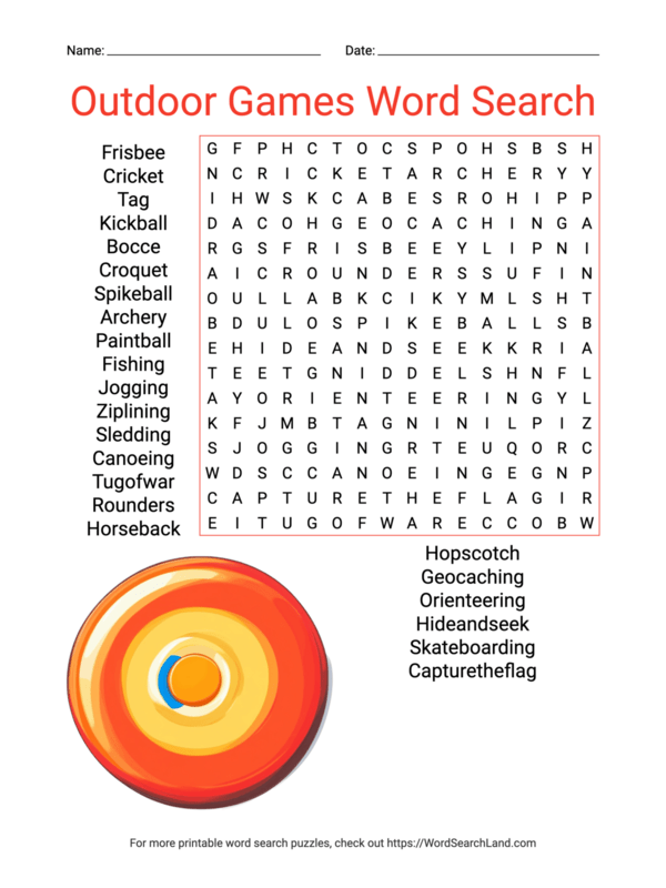 Printable Sports and Games Word Search Puzzles (PDF & PNG) - Word ...