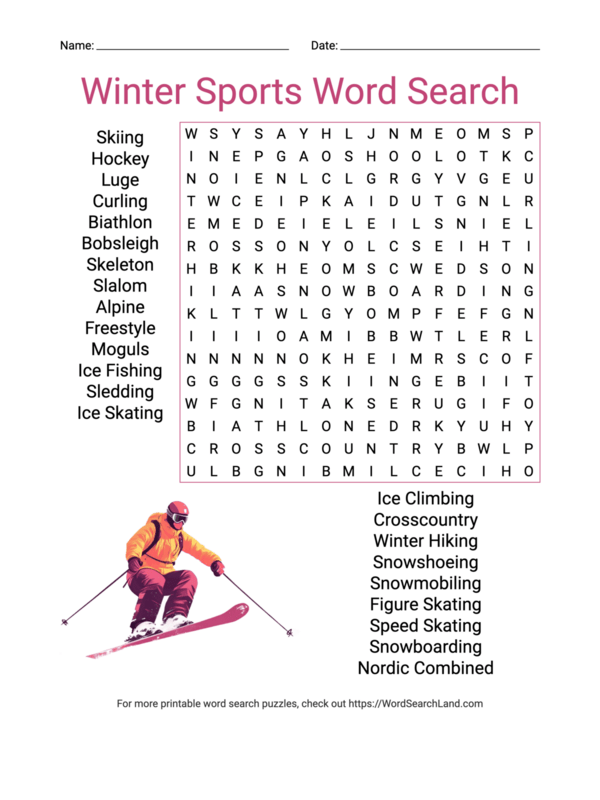 Printable Sports and Games Word Search Puzzles (PDF & PNG) - Word ...