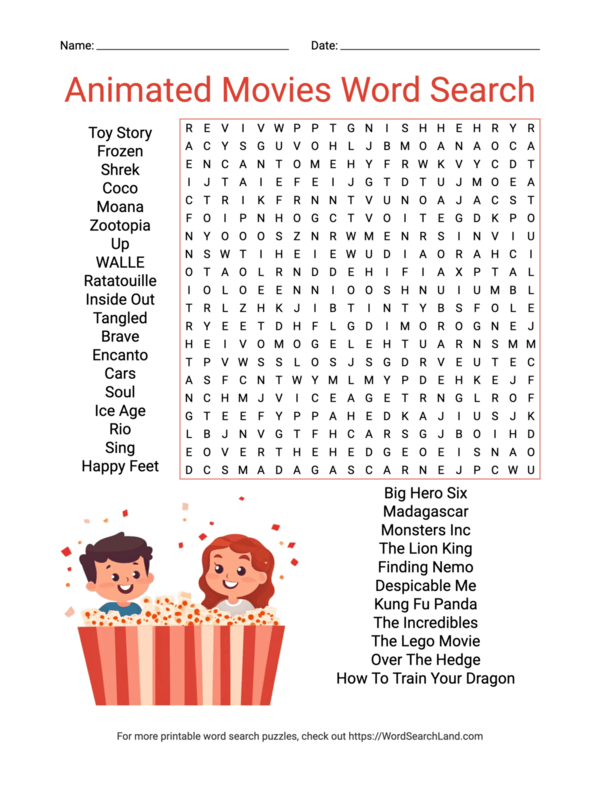 Printable Movies and TV Shows Word Search Puzzles (PDF & PNG) - Word ...