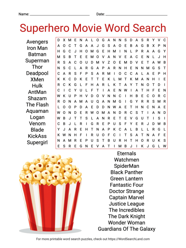 Printable Movies and TV Shows Word Search Puzzles (PDF & PNG) - Word ...