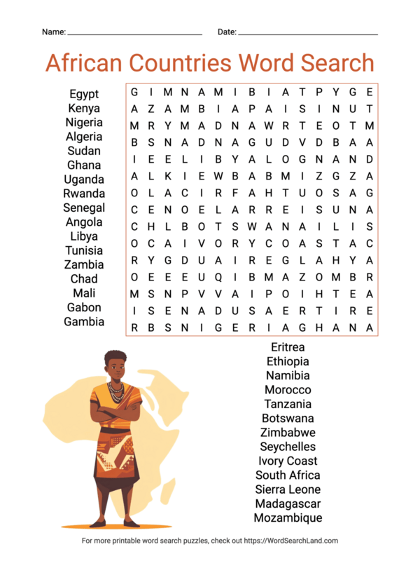 Printable Travel Destinations Word Search Puzzles (PDF & PNG) - Word ...