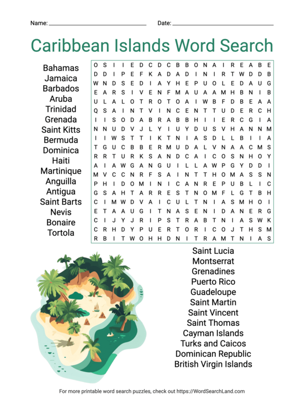 Printable Travel Destinations Word Search Puzzles (PDF & PNG) - Word ...