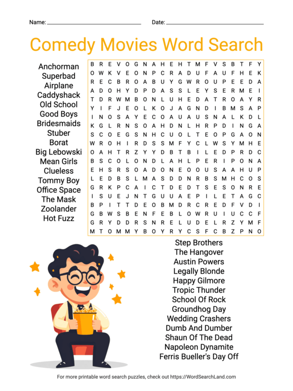 Printable Movies and TV Shows Word Search Puzzles (PDF & PNG) - Word ...
