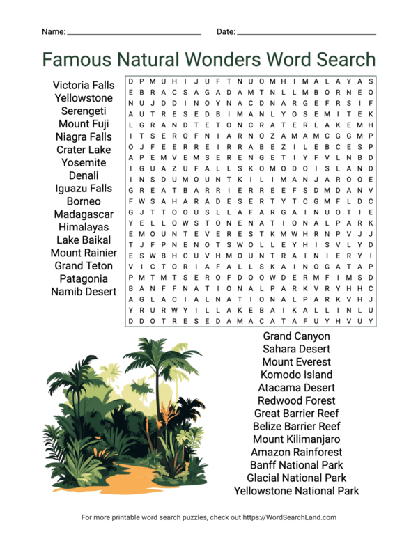 Printable Travel Destinations Word Search Puzzles (PDF & PNG) - Word ...