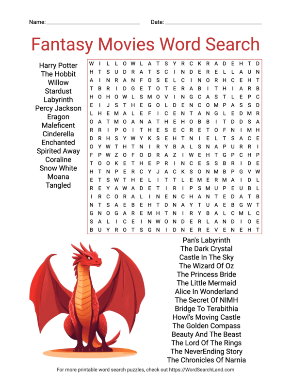 Printable Movies and TV Shows Word Search Puzzles (PDF & PNG) - Word ...