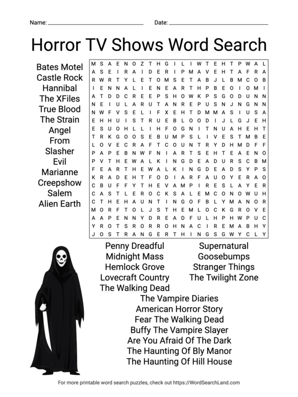 Printable Movies and TV Shows Word Search Puzzles (PDF & PNG) - Word ...