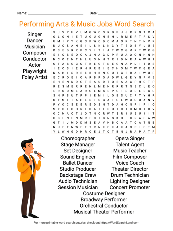 Printable Careers and Professions(Jobs) Word Search Puzzles (PDF & PNG ...