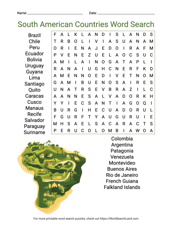 Printable Travel Destinations Word Search Puzzles (PDF & PNG) - Word ...