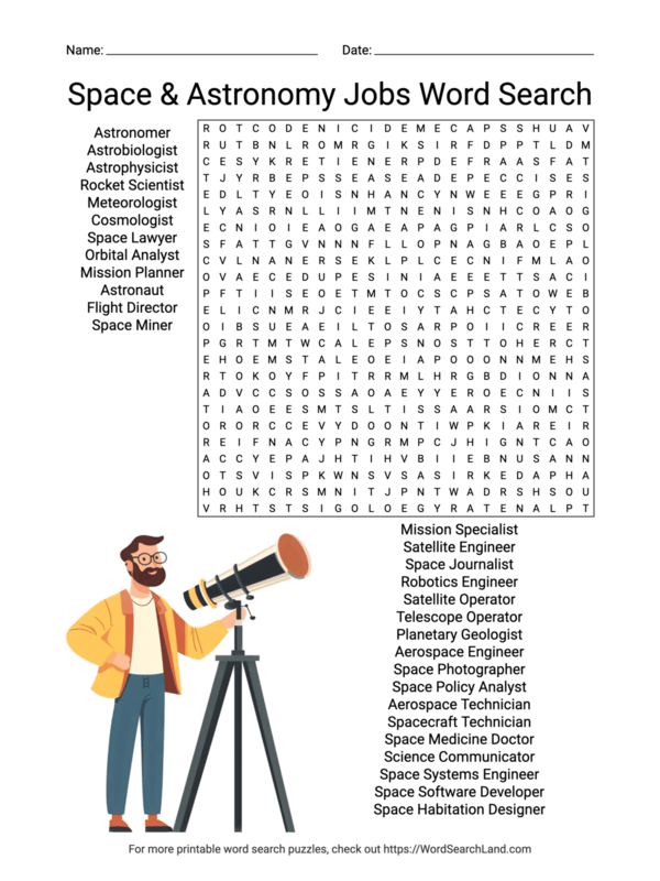 Printable Careers and Professions(Jobs) Word Search Puzzles (PDF & PNG ...