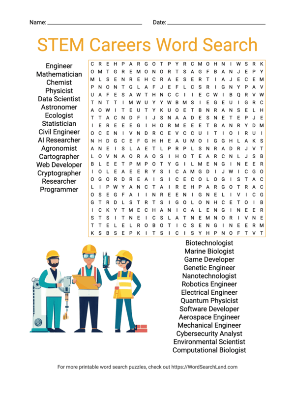 Printable Careers and Professions(Jobs) Word Search Puzzles (PDF & PNG ...